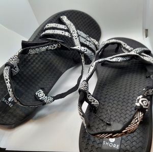 Shade & Shore | Shoes | Shade Shore Teva Black White Sandals Straps ...